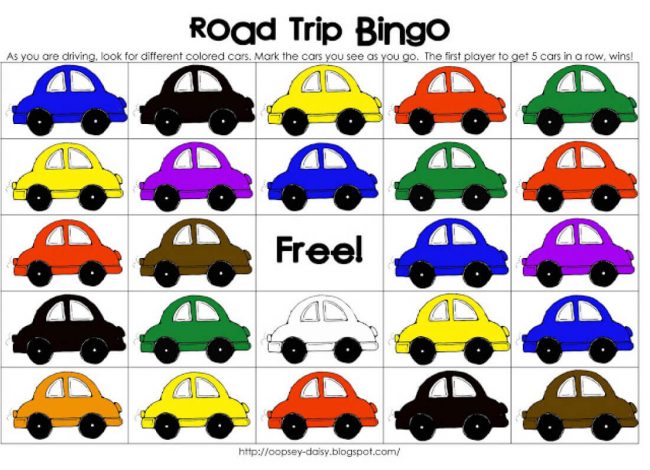Printable Road Trip BINGO