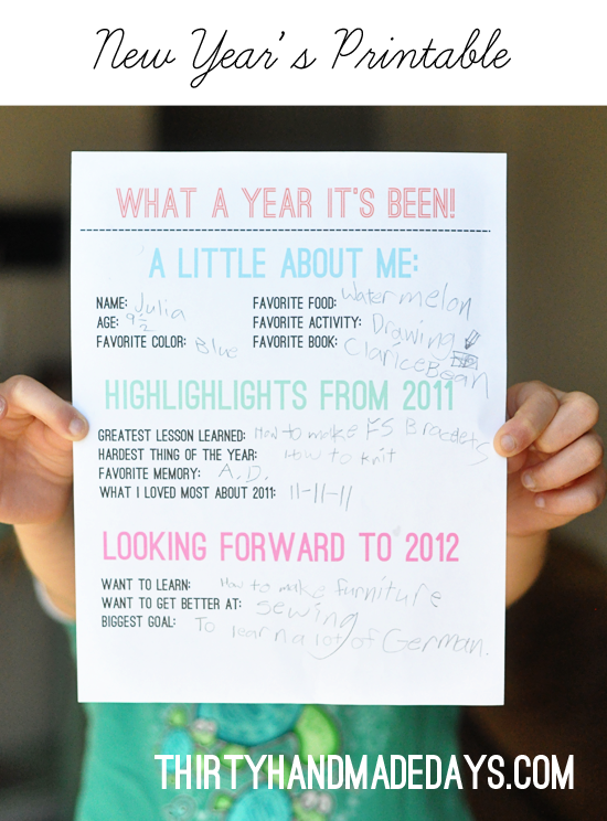 New Year Resolution Printable for Kids