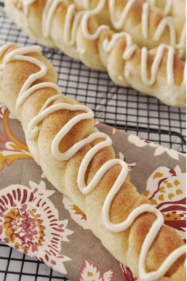 Cinnamon Sugar Breadsticks with Cream Cheese Frosting
