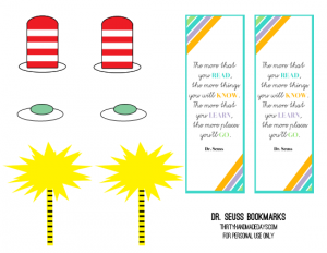 Dr Seuss Birthday Bookmarks