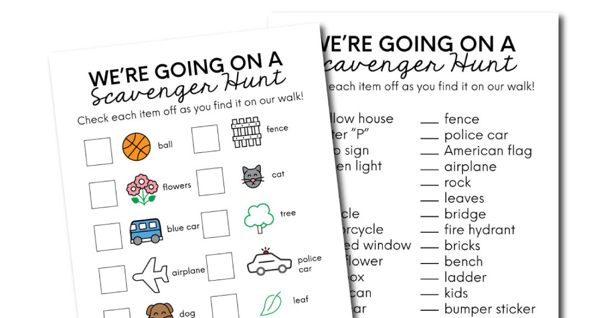 Scavenger Hunt Printables from Thirty Handmade Days