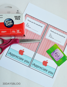 Teacher Gift Idea: Apple Gift Card Printable Template