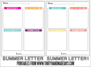 Kids Printable Summer Letter