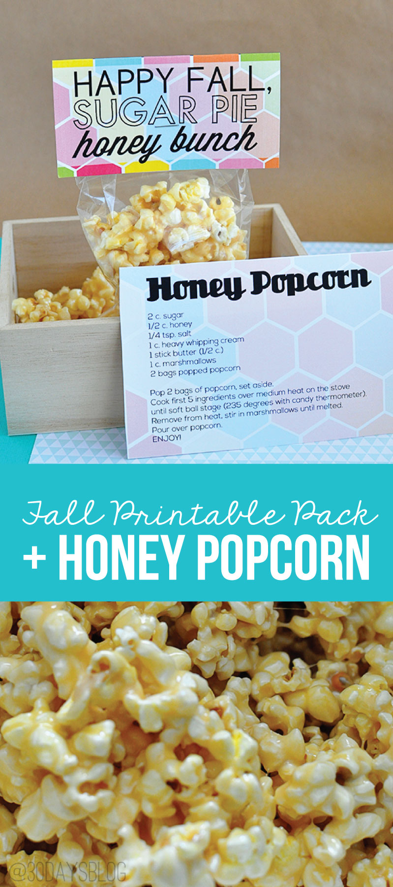 Fall Honeycomb Printable with Honey Popcorn