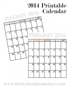 Updated Printable Calendar 2014