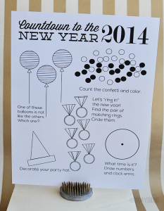 Printable New Years Eve Activity Sheets for Kids