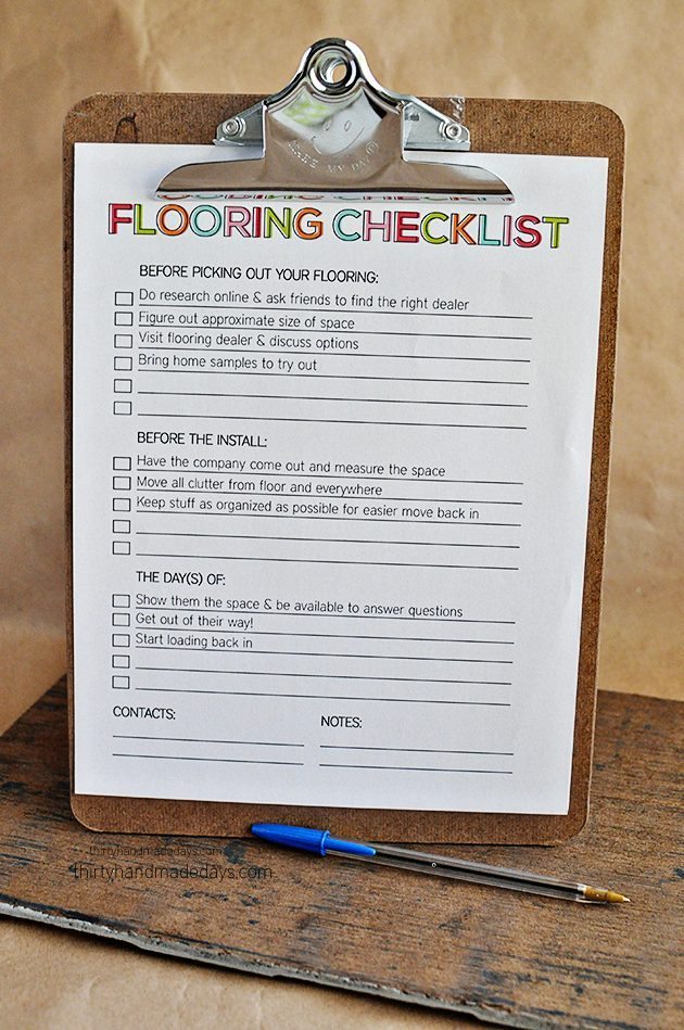 Printable Flooring Checklist