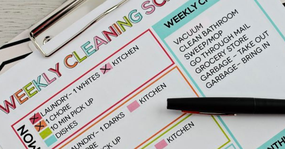Printable Weekly Cleaning Schedule