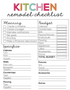 Kitchen Remodel Checklist