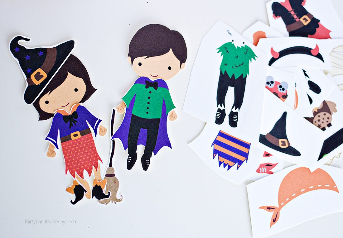 Printable Halloween Dress Up Dolls