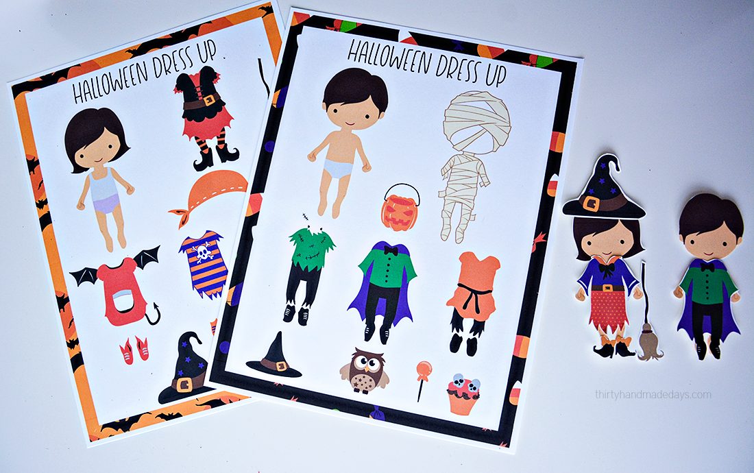 Printable Halloween Dress Up Dolls