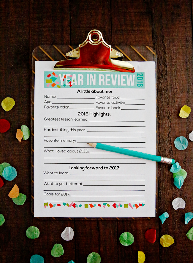 Printable New Year's Resolutions for Kids 2017