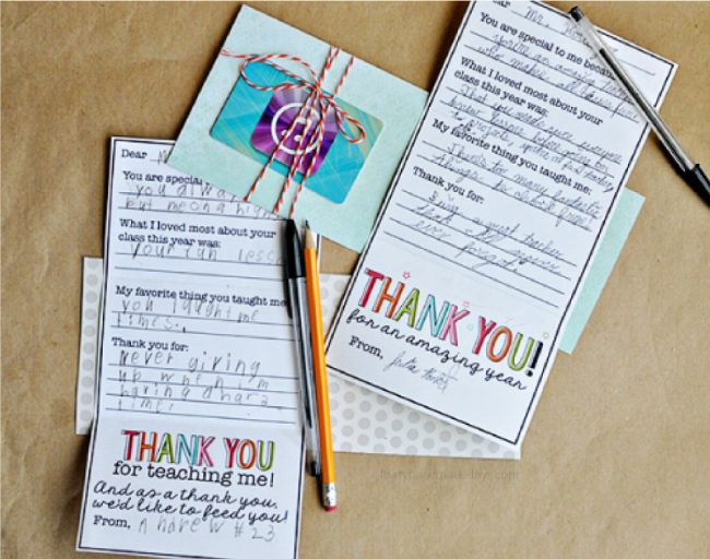 Gifts for Teacher Appreciation Week- Gift Card Template from 30daysblog