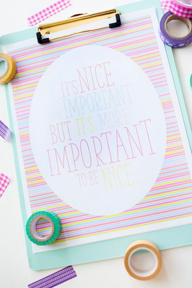 It's Important to Be Nice Printable