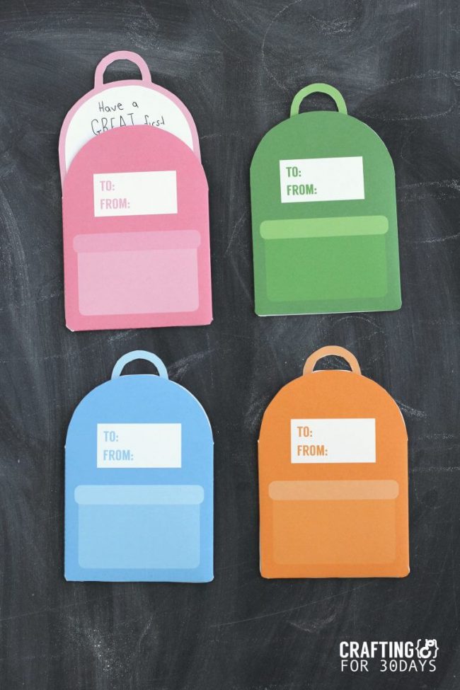 Printable Backpack School Lunch Box Notes