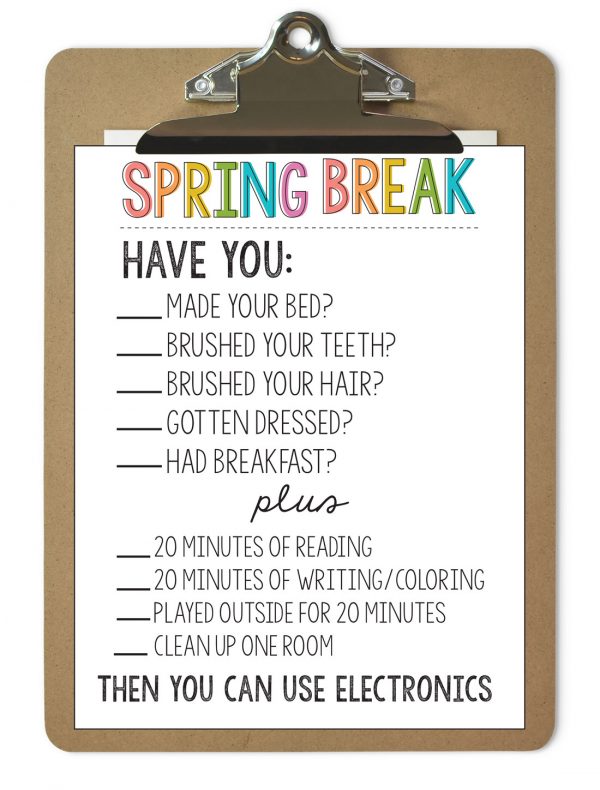 Printable Spring Break Rules