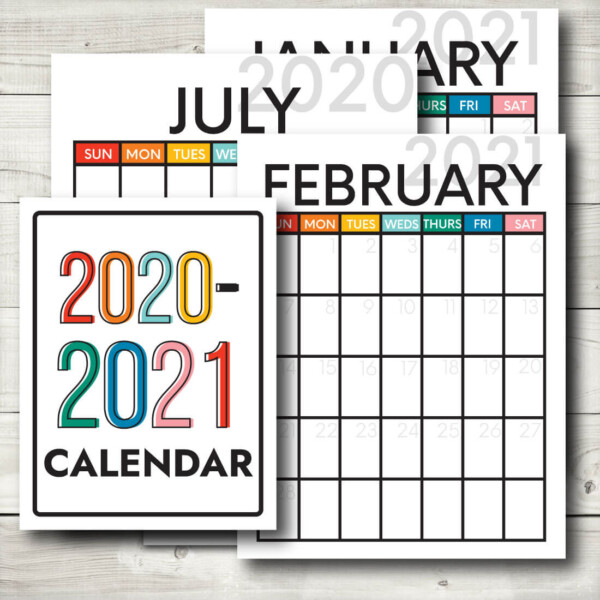 2020-2021 Printable Calendar from Thirty. Handmade Days