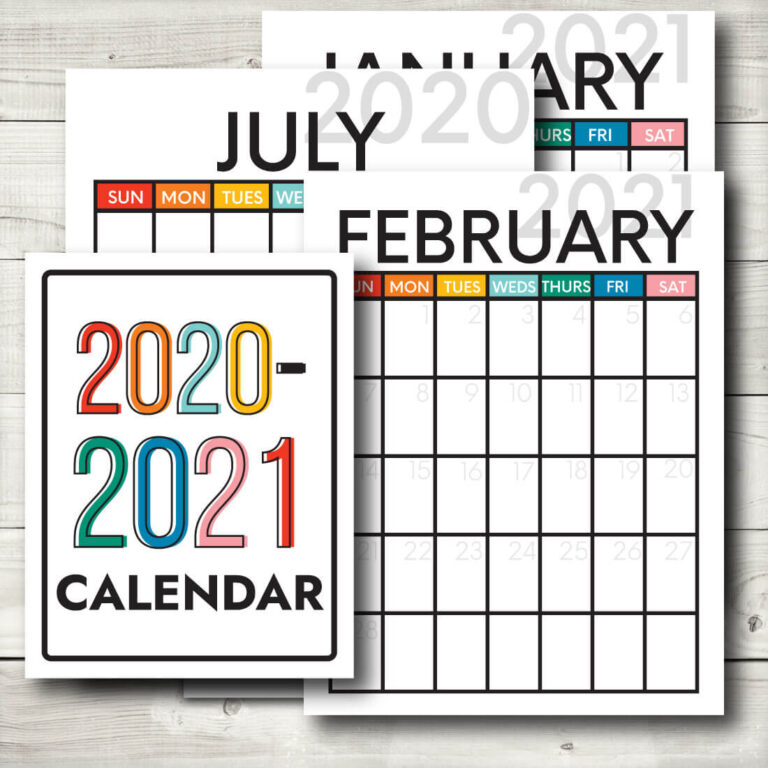 2020-2021 Printable Calendar from Thirty. Handmade Days