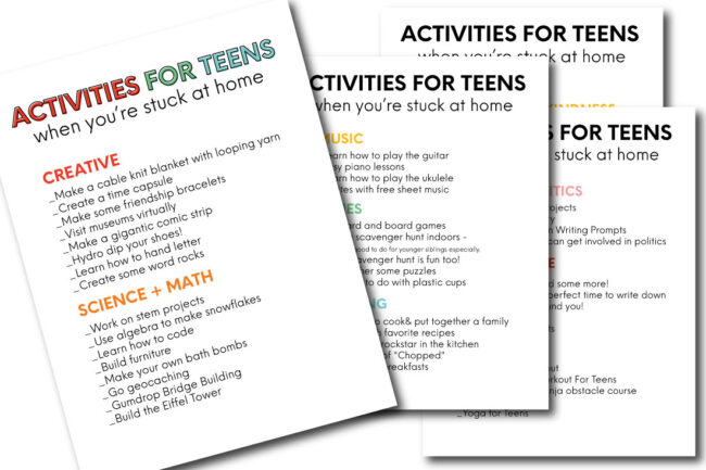 Fun Activities for Teens from Thirty Handmade Days