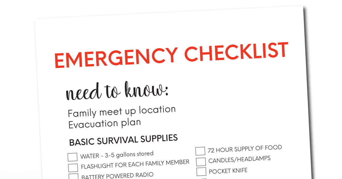 Printable Emergency Supplies List from 30daysblog