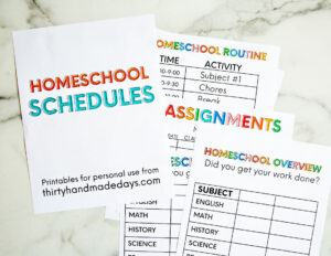 Printable Homeschool Schedule from Thirty Handmade Days