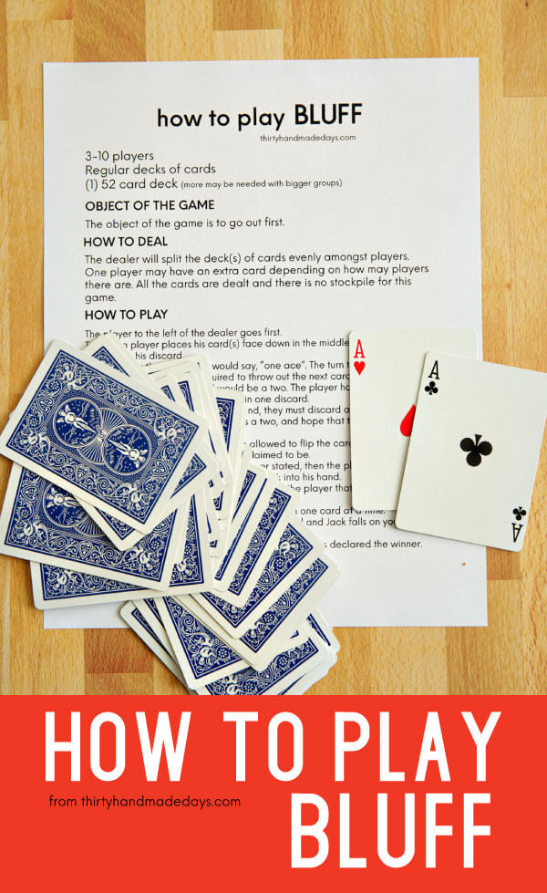 Card Games for Kids: Bluff from Thirty Handmade Days