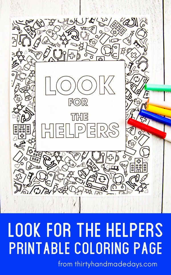 Look for the Helpers Coloring Page from Thirty Handmade Days