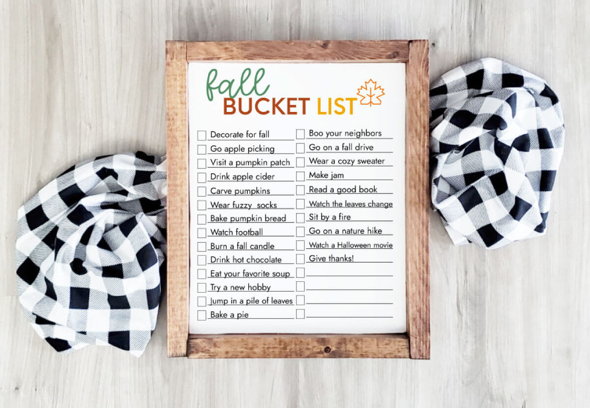 Printable Fall Bucket List from Thirty Handmade Days