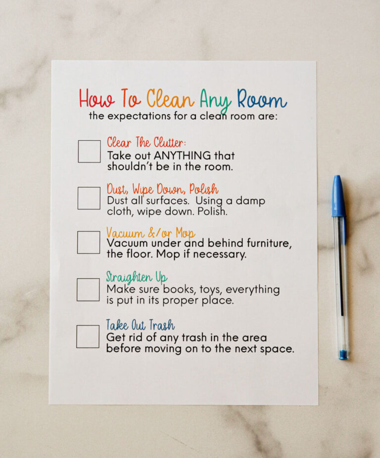 Clean Room Checklist from Thirty Handmade Days